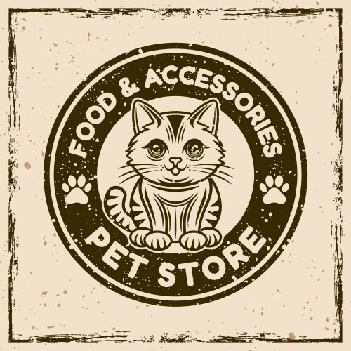 Pet store emblem concept with cute cartoon Vector Image