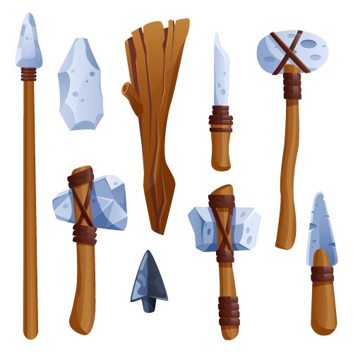 Cartoon stone age tools Royalty Free Vector Image