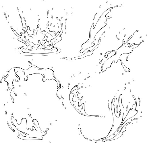 Liquid splash line art Royalty Free Vector Image