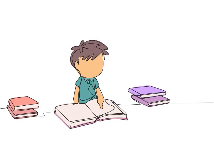 Single continuous line drawing of young islamic Vector Image