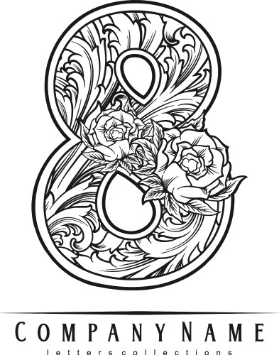 Floral Number Monogram Vector Images (over 620)