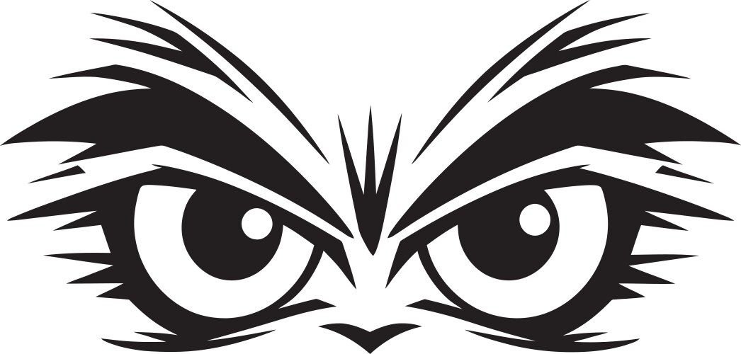 Angry animation eye mask iconic emblem Royalty Free Vector