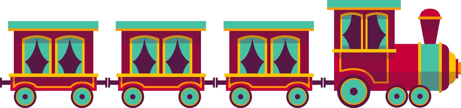 Cartoon toy train with color wagons on white Vector Image
