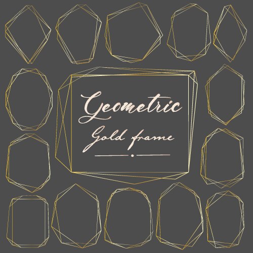 Set of geometric gold frame decorative element Vector Image