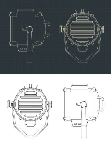 Retro railway signal lamp blueprints Royalty Free Vector