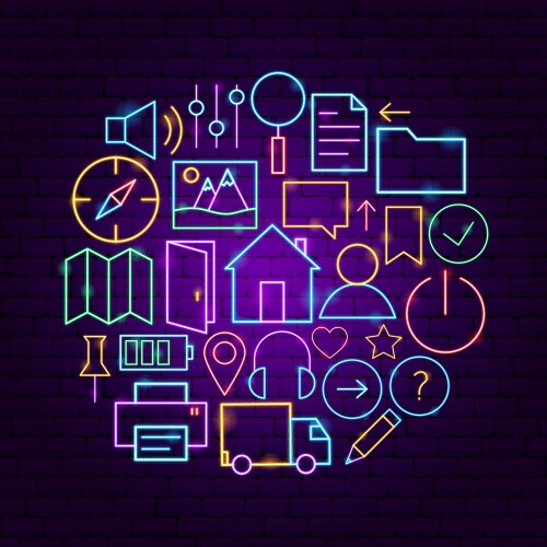 Navigation compass neon sign Royalty Free Vector Image