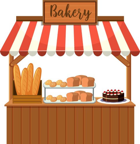 Isolated wooden bakery stall Royalty Free Vector Image