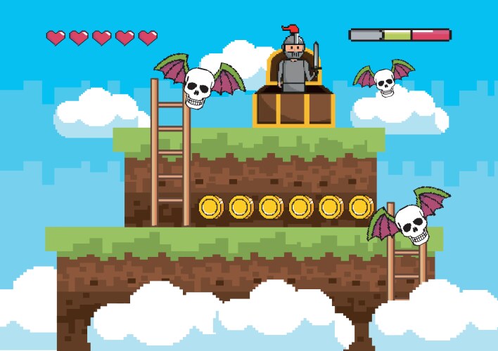 Stage game level map design for arcade computer Vector Image