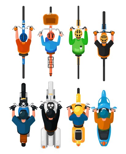 People on bike top view persons ride motorcycle Vector Image