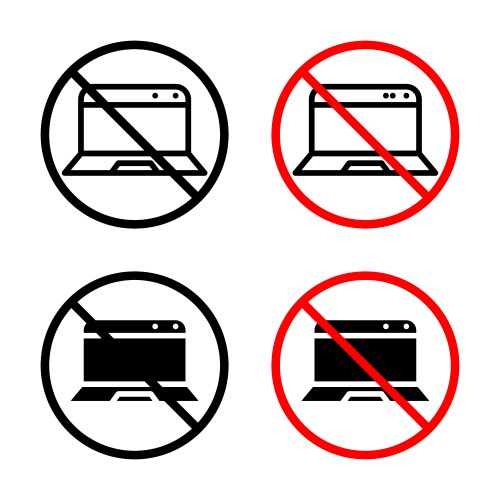 No laptop sign forbidden pc symbol Royalty Free Vector Image