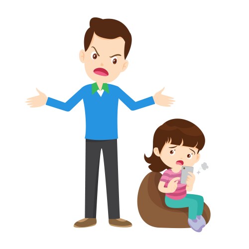 Parent pull ear naughty young boy Royalty Free Vector Image