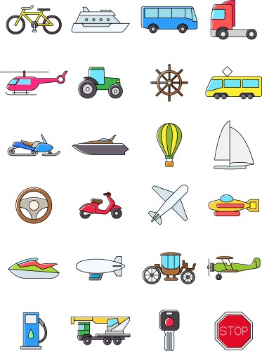 Set of cartoon land transport Royalty Free Vector Image