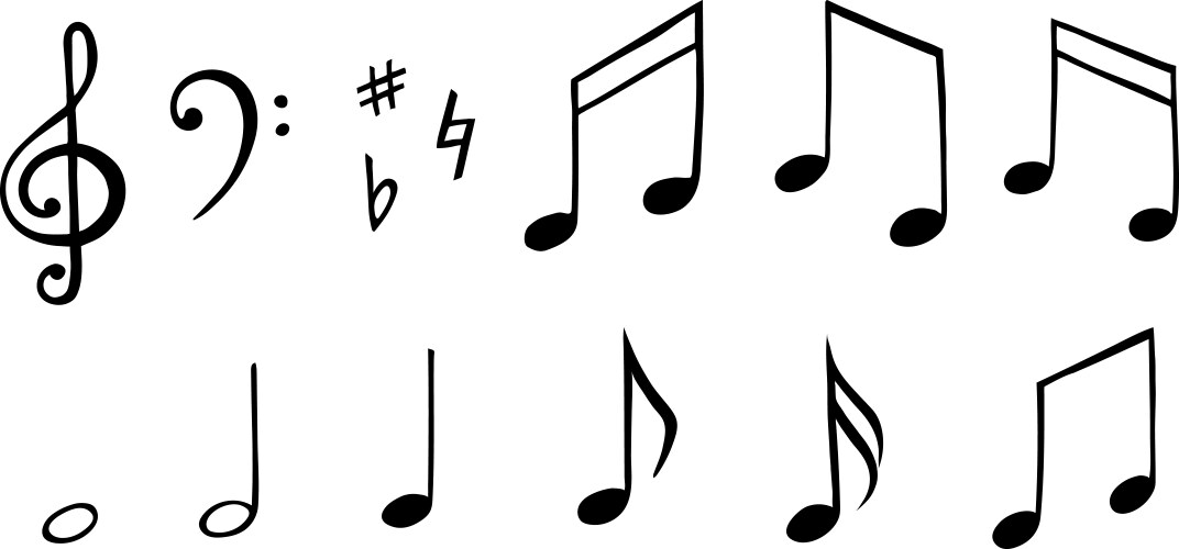Upward arrows music notes and shoe representing Vector Image