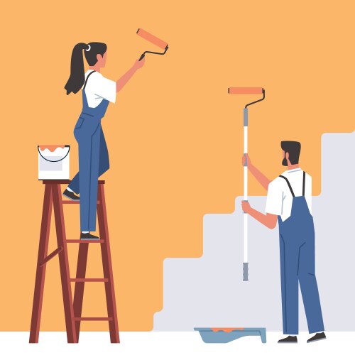Handyman professional painter cartoon character Vector Image