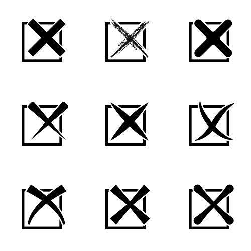 Check and cross mark set hand drawn Royalty Free Vector
