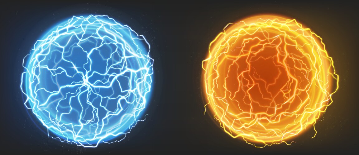 Electric orb set cartoon Royalty Free Vector Image