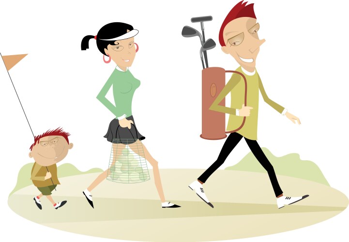 Golfer characters golf players with clubs kids Vector Image