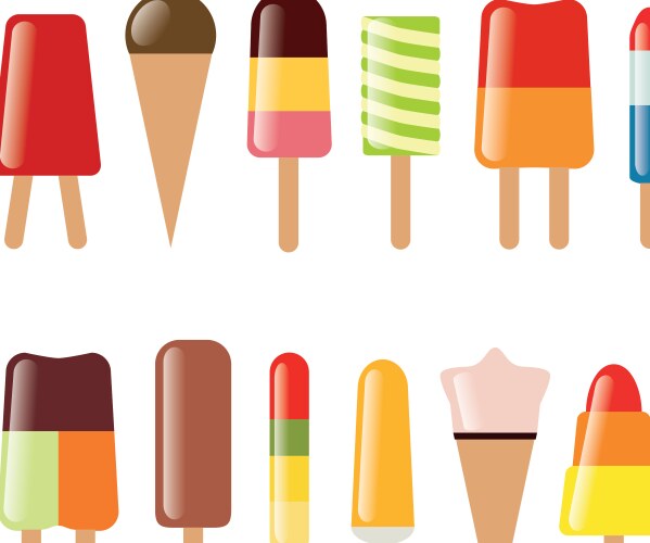 Set of ice cream on a stick Royalty Free Vector Image