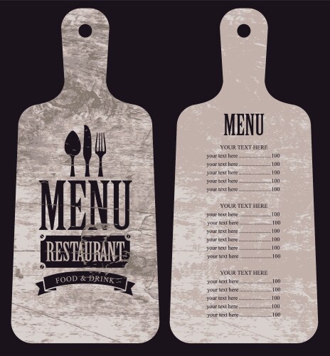 Restaurant menu with price list fork and spoon Vector Image