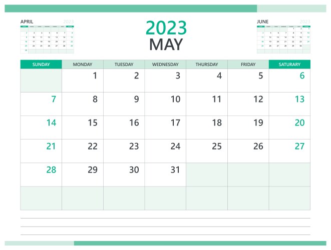 Monthly calendar template for 2023 year planner Vector Image