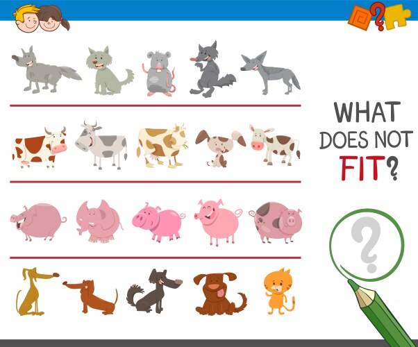 Find mismatched picture in a row educational Vector Image