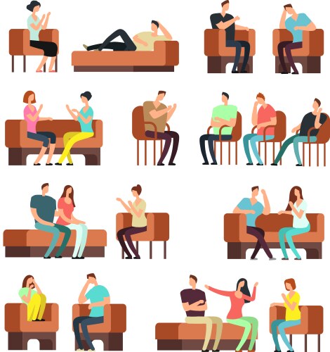 Psychologist private practice cartoon set Vector Image