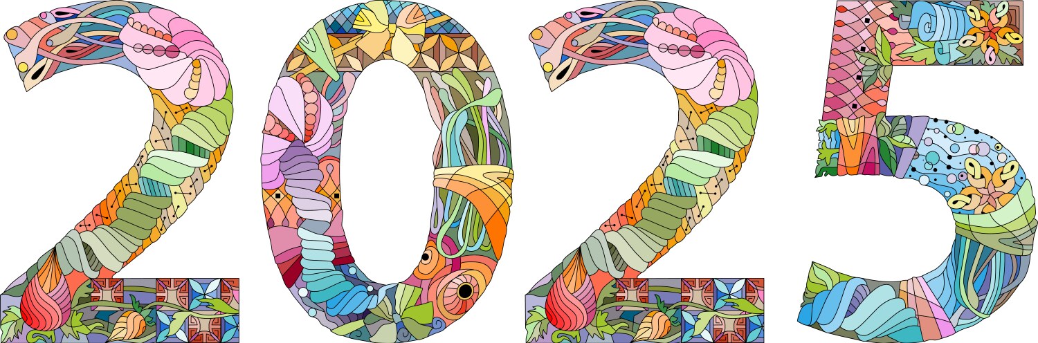 2025 number design cute for coloring pages Vector Image