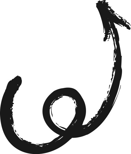 Curved arrow doodle hand drawn brush stroke Vector Image