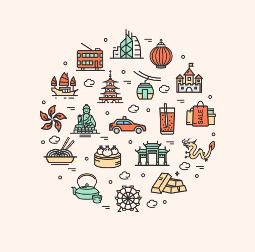 Hong kong map hand drawn sketch concept Royalty Free Vector