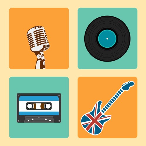 Retro music icons Royalty Free Vector Image - VectorStock