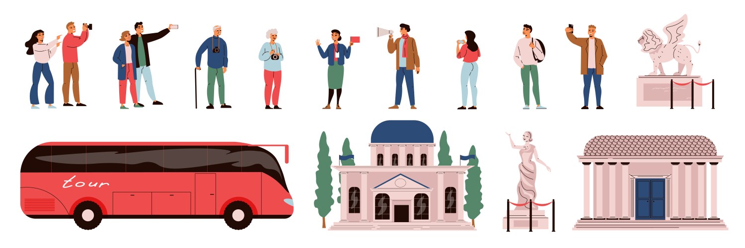 Tour guide provide assistance banner museum Vector Image