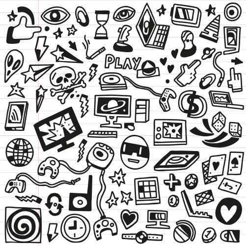 Computer doodles Royalty Free Vector Image - VectorStock