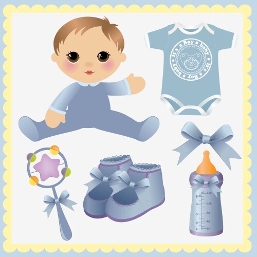 Cute collection of baby design elements Royalty Free Vector