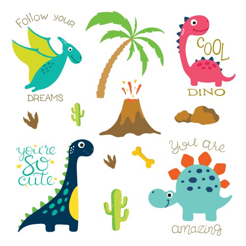 Cute dinosaur frame template Royalty Free Vector Image