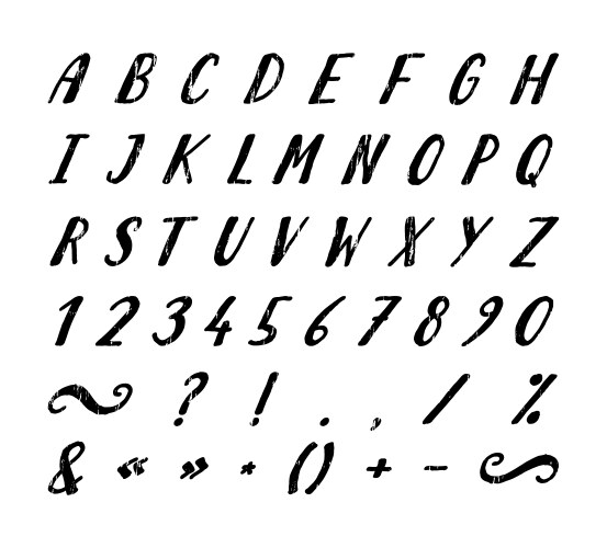 Handwritten font with punctuation marks Royalty Free Vector