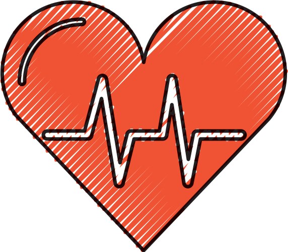 Sketch draw heart beat pulse Royalty Free Vector Image