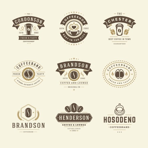 Coffee shop logos badges and labels design Vector Image