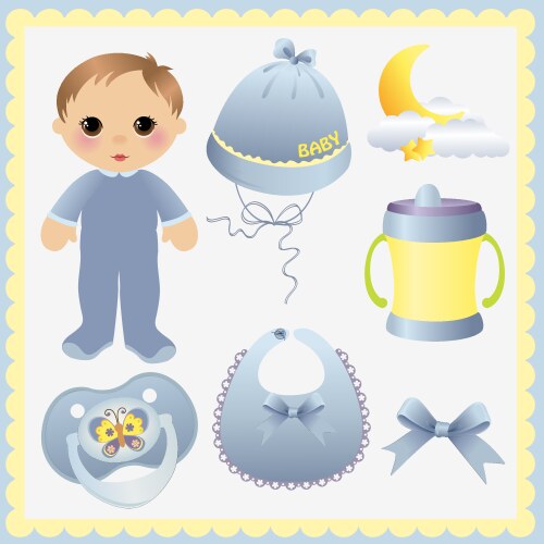 Cute collection of baby design elements Royalty Free Vector