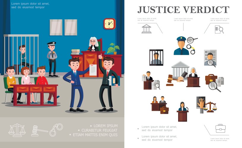 Judicial system infographic concept Royalty Free Vector