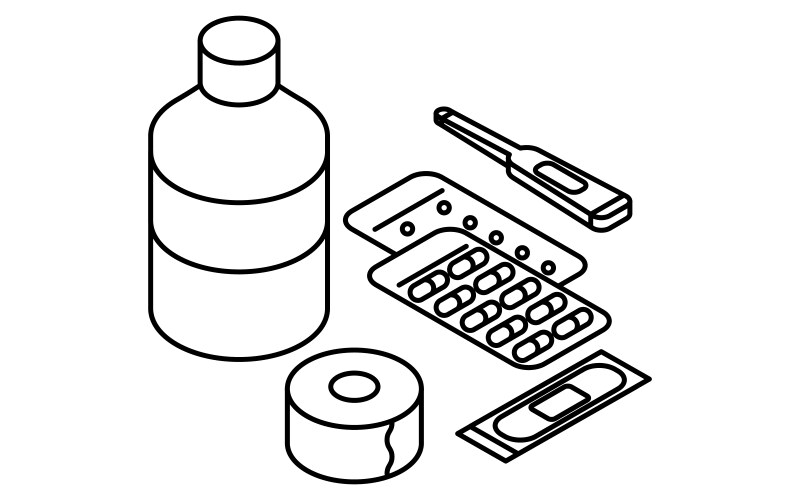 Simple line drawing of emergency kit Royalty Free Vector