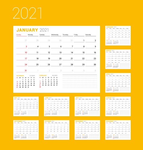 Calendar for june 2021 week starts on monday wall Vector Image