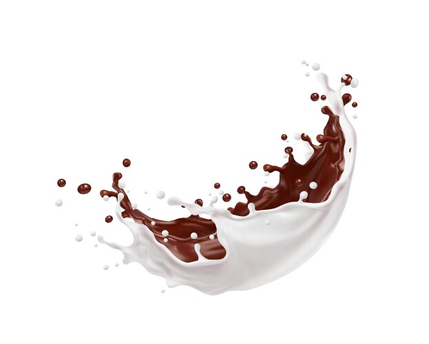 Realistic chocolate milk round splash wave Vector Image