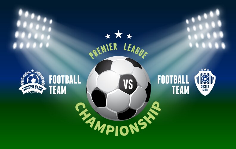 Soccer football stadium spotlight and scoreboard Vector Image