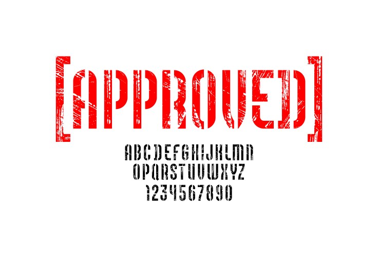 Narrow font stencil condensed alphabet Royalty Free Vector
