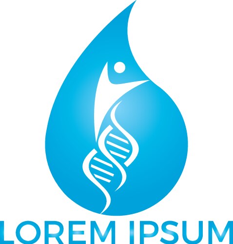 Water drop and human dna molecules logo design Vector Image