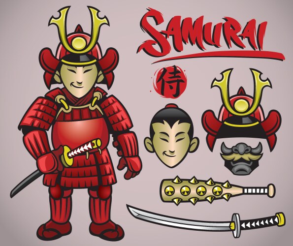 Samurai warrior mascot Royalty Free Vector Image
