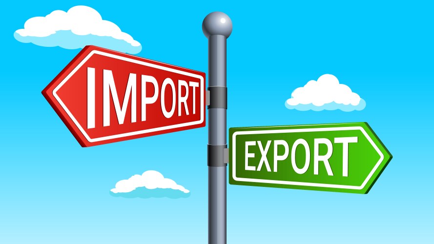 Red green arrows sign import export Royalty Free Vector