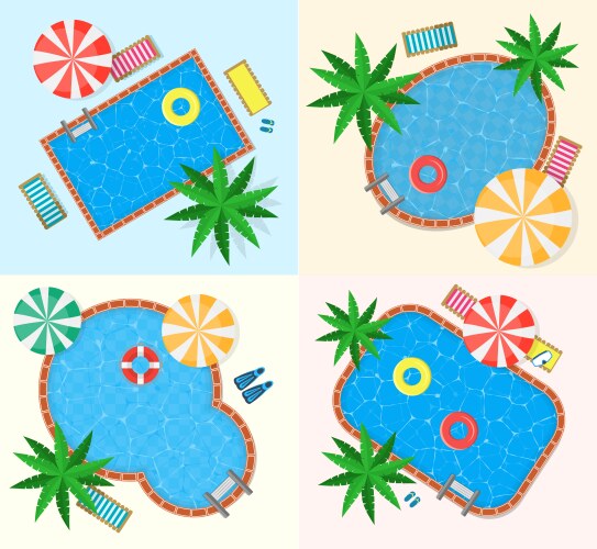 Top view relax swimming pool Royalty Free Vector Image