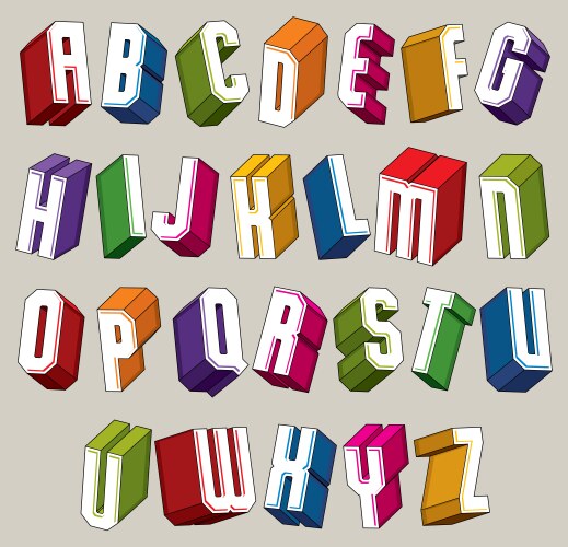 3d font bold colorful alphabet Royalty Free Vector Image
