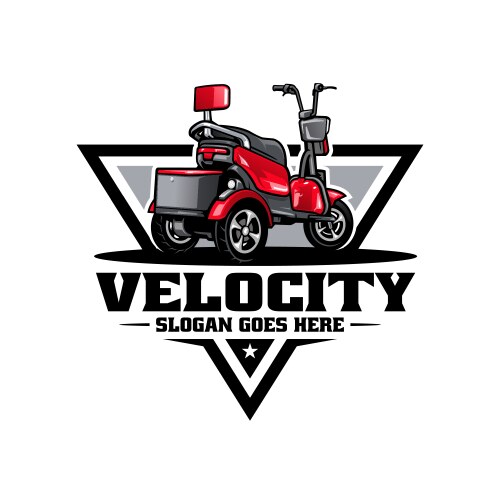 Electric scooter three wheels moped logo Vector Image